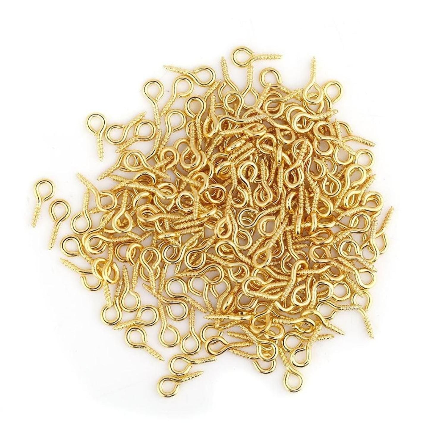 Screw Eye Bails - Gold Plated - 10mm x 4mm - Pack of 100 | Julz Beads