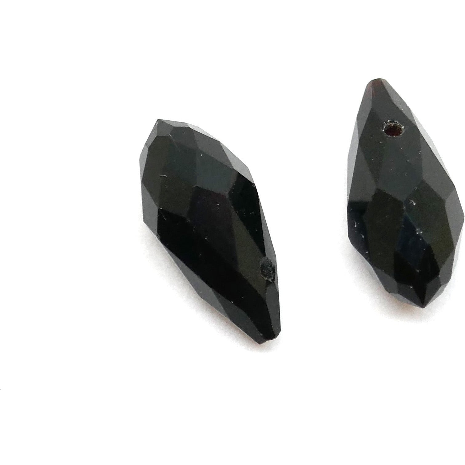 50 Teardrop Faceted Crystal Glass Beads Black 13mm x 6mm
